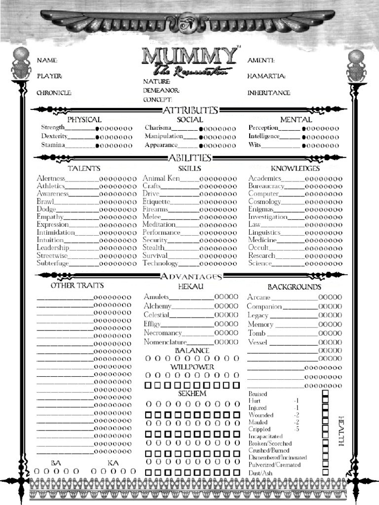 Mummy The Resurrection 9-Page Sheet | PDF