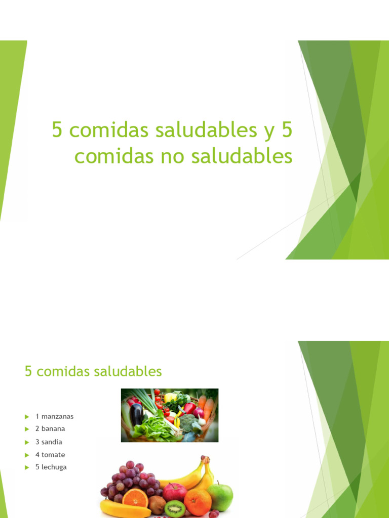 5 Comidas Saludables y 5 No Saludables | PDF