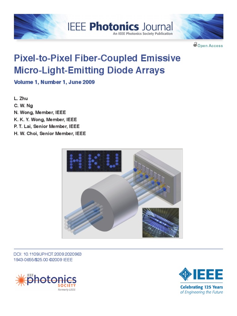 Pixel-to-Pixel Fiber-Coupled Emissive Micro-Light-Emitting Diode Arrays | PDF | Optical Fiber ...