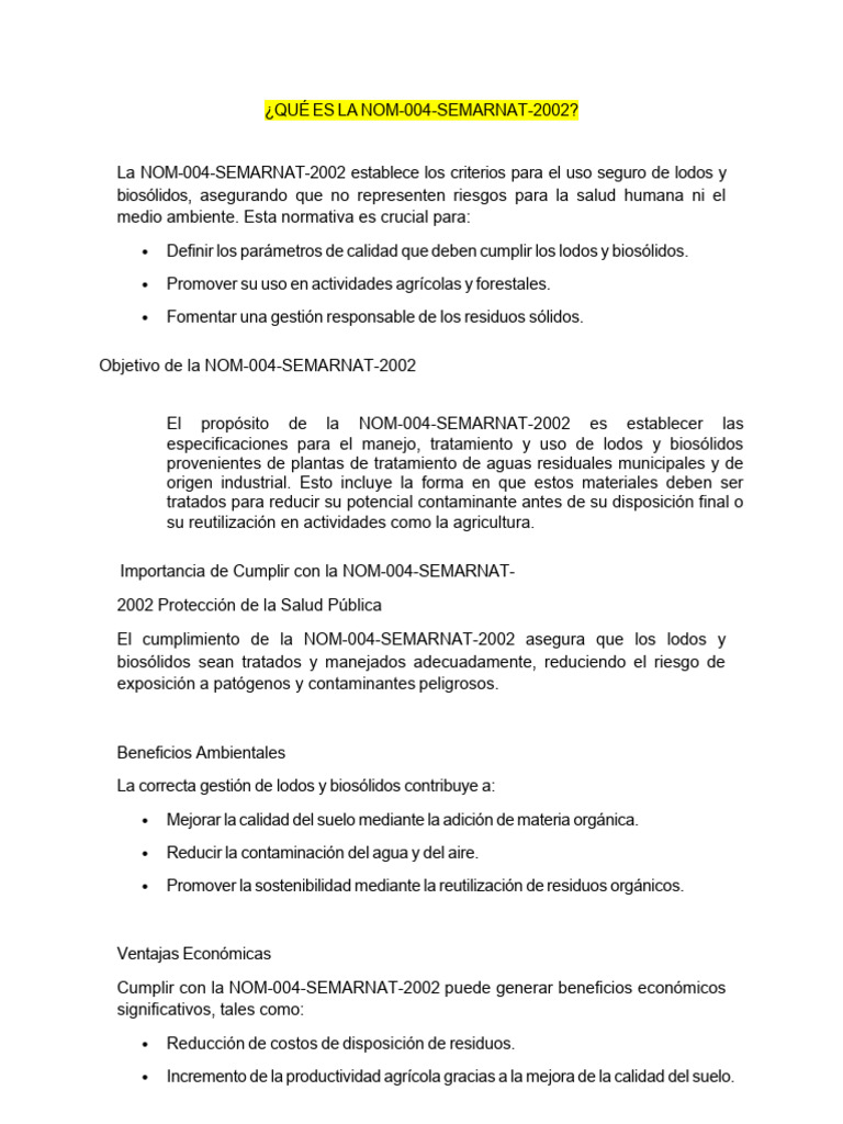 Interpretacion de Nom 004 Semarnat 2002 | PDF | Residuos | Contaminación