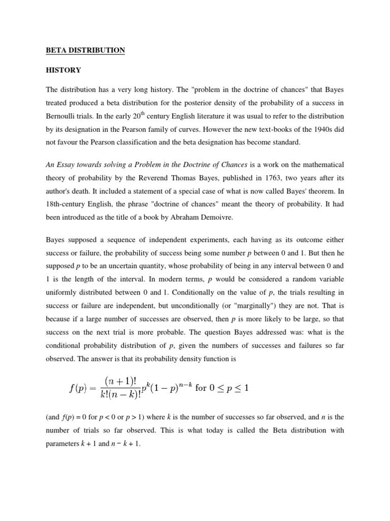 Beta Distribution | PDF | Probability Theory | Mathematical Analysis