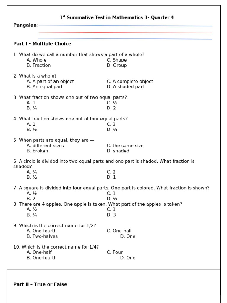 Q4.1st Summative Test in GMRC | PDF | Numbers | Chess Openings