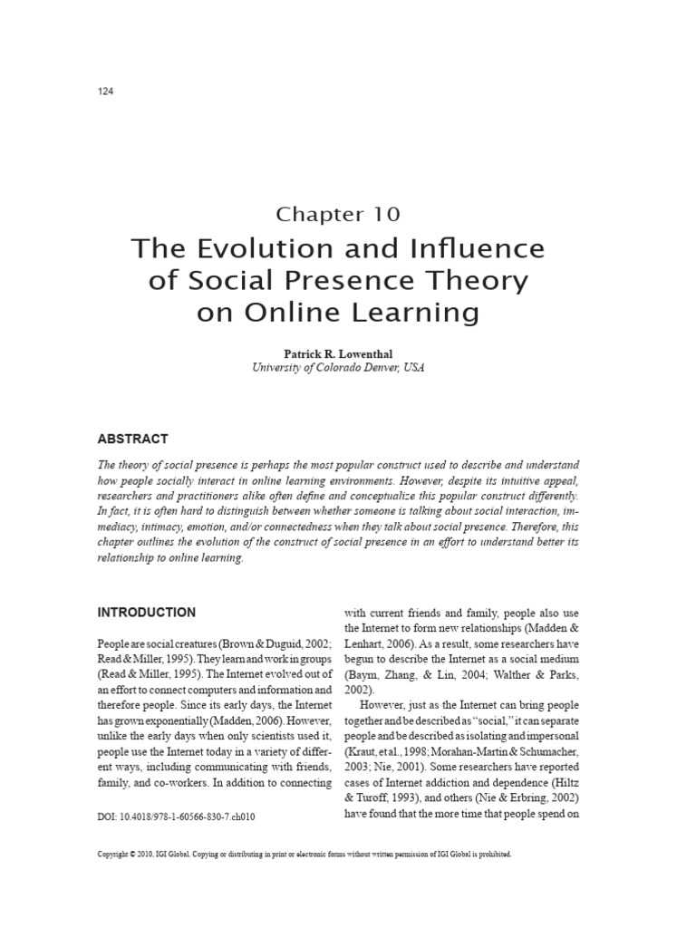 2010 The Evolution and Influence of Social Presence Theory On Online ...