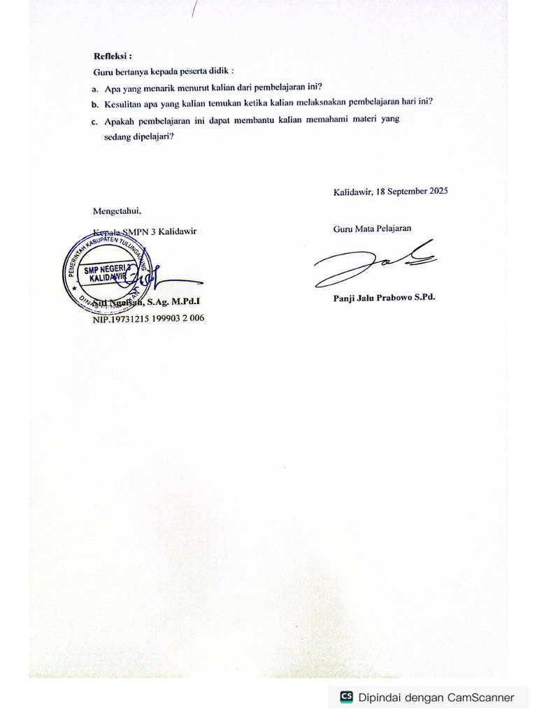 Lembar TTD Kepsek | PDF