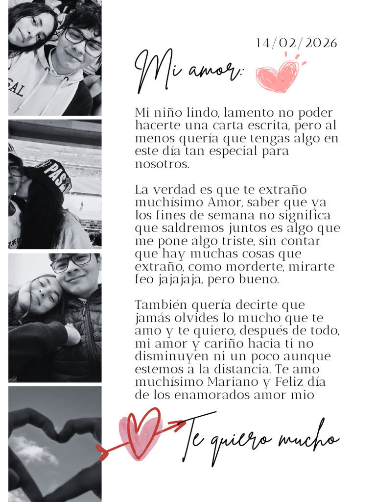 Documento A4 Carta de Amor Fotografías Collage Recortes Moderna Blanca ...