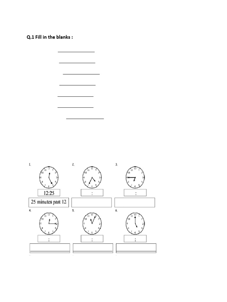 Time Practice Sheet | PDF
