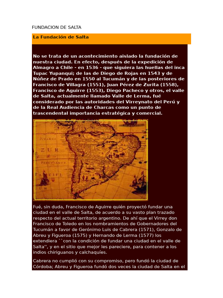 Fundacion de Salta | PDF | Colonización española de las Américas ...