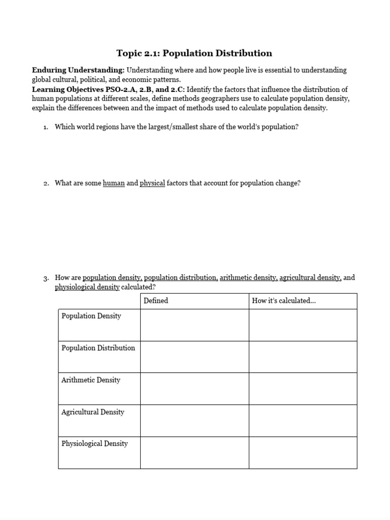 Unit 2 Student Guided Notes | PDF | Human Migration | Demography