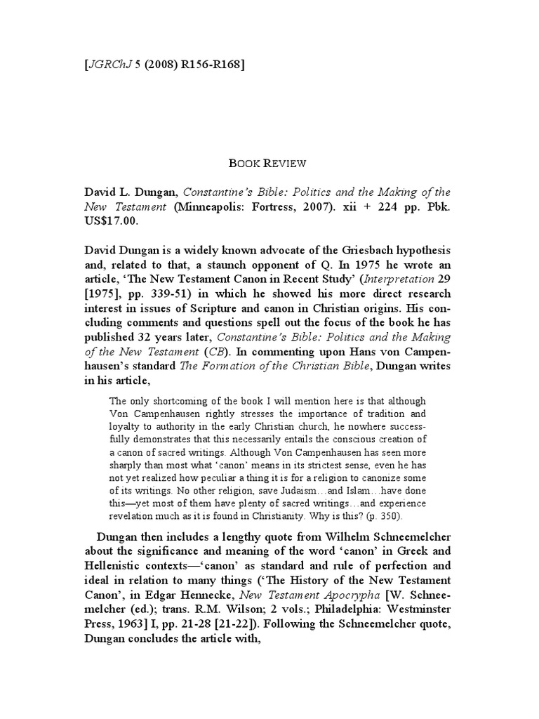 Review of David Dungan's Constantine's Bible by Stephen Young | PDF ...