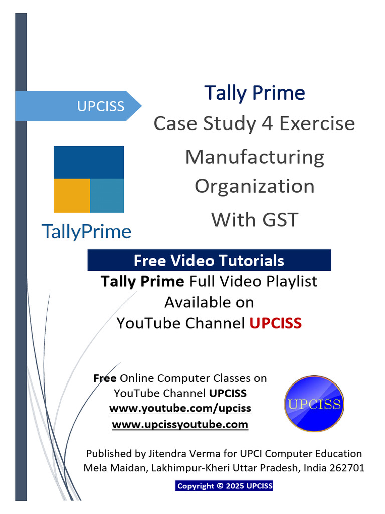 Case Study 4 Tally Prime Exercise | PDF | Value Added Tax | Computer ...