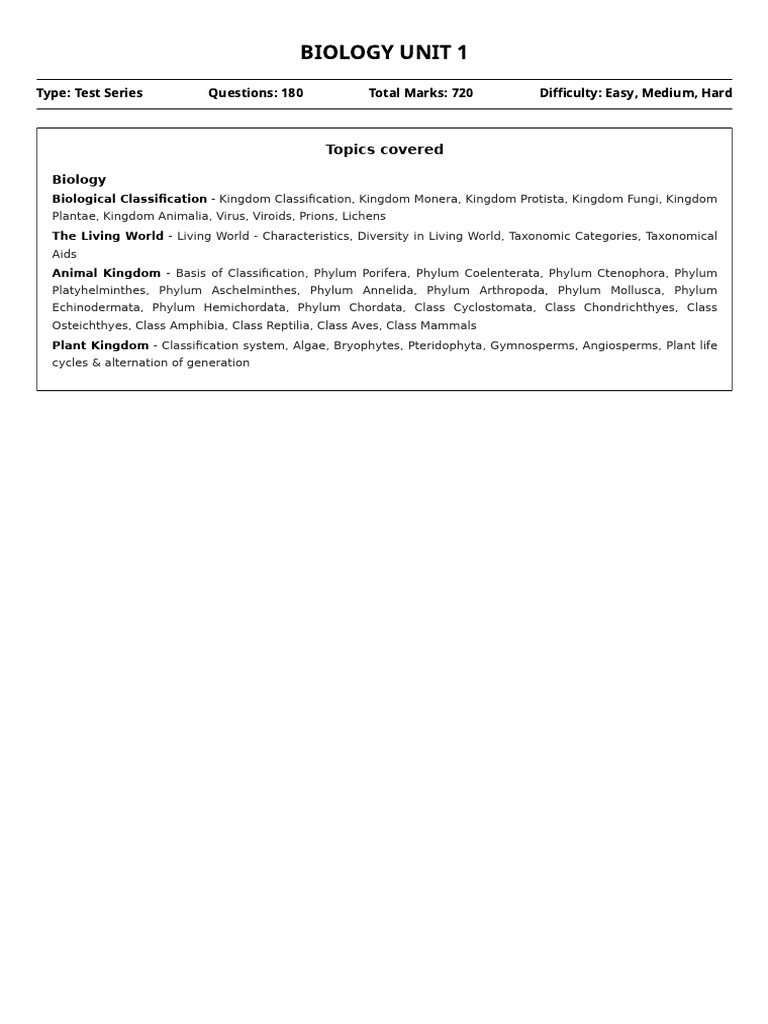 Biology Unit 1 - Answer - Key | PDF | Algae | Biology