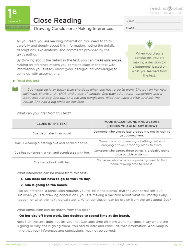 Drawing Conclusions and Making Inferences Lesson | PDF | Inference