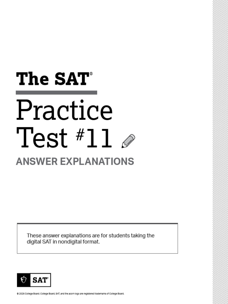 Sat Practice Test 11 Answers Digital | PDF | Grammatical Tense | Question