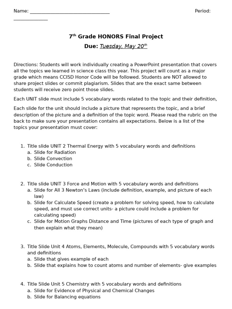 7th Grade Final PowerPoint Presentation 24_25 | PDF | Dominance ...