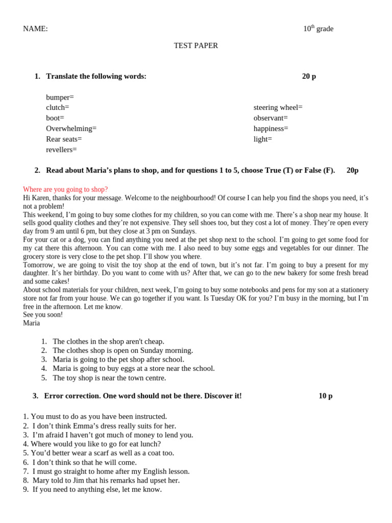 test cl 10 | PDF