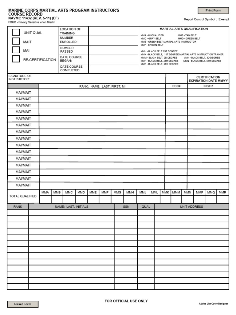 NAVMC 11432 Course Record | PDF