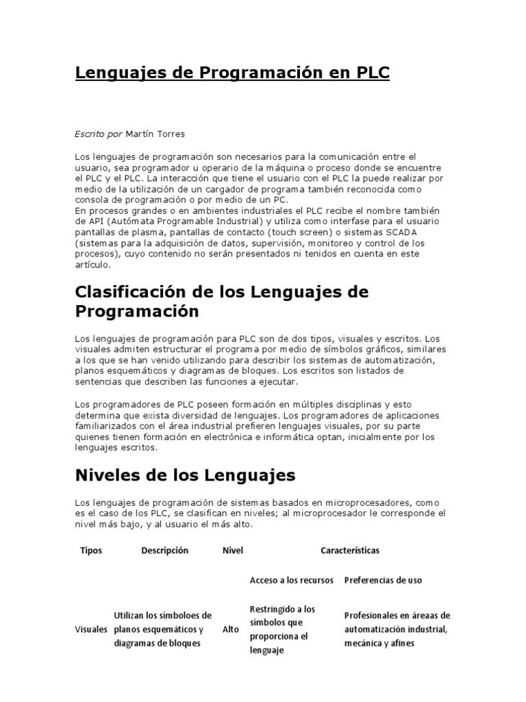 Lenguajes de Programación en PLC | PDF | Controlador lógico programable ...