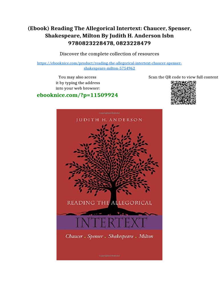 (Ebook) Reading the Allegorical Intertext: Chaucer, Spenser ...