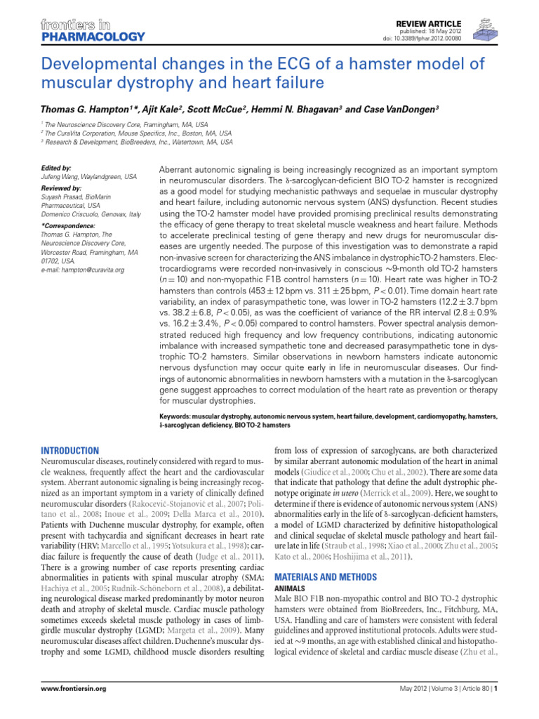 Developmental Changes in the ECG of a Hamster Model of Muscular ...
