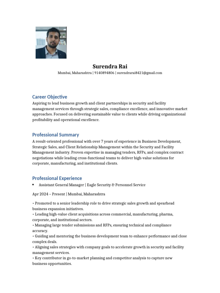 Surendra Rai Modern Executive CV | PDF | Marketing | Sales