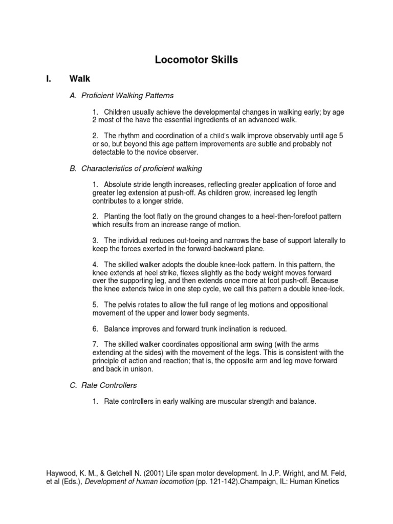 Elementary Physical Education Locomotor Skills | PDF | Anatomical Terms ...