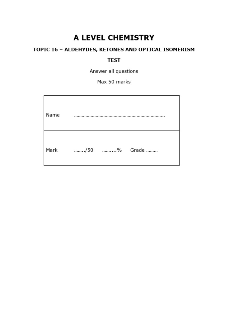 Topic 16 Test | PDF | Chemical Substances | Chemical Reactions