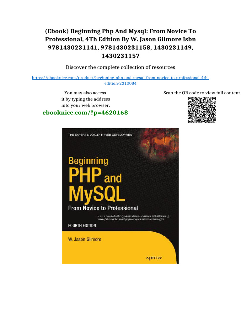 (Ebook) Beginning PHP and MySQL: From Novice to Professional, 4th ...