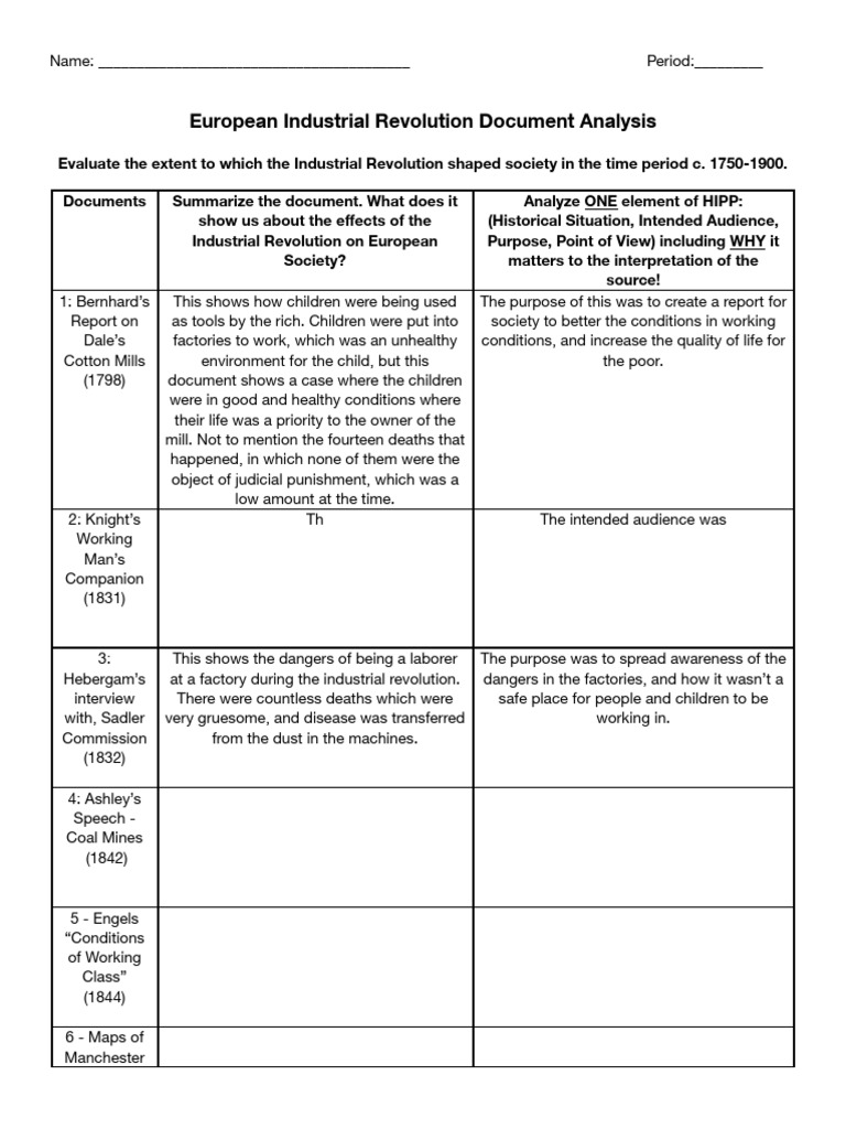 Industrial Revolution Document Analysis | PDF | Industrial Revolution