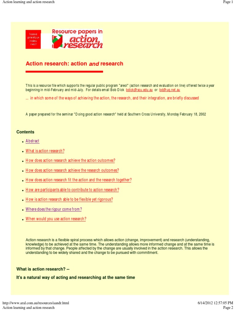 Action Learning and Action Research | PDF