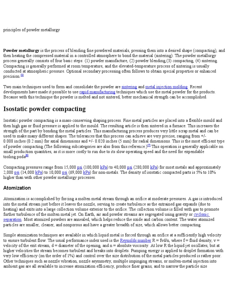 Principles of Powder Metallurgy | PDF | Sintering | Industrial Processes