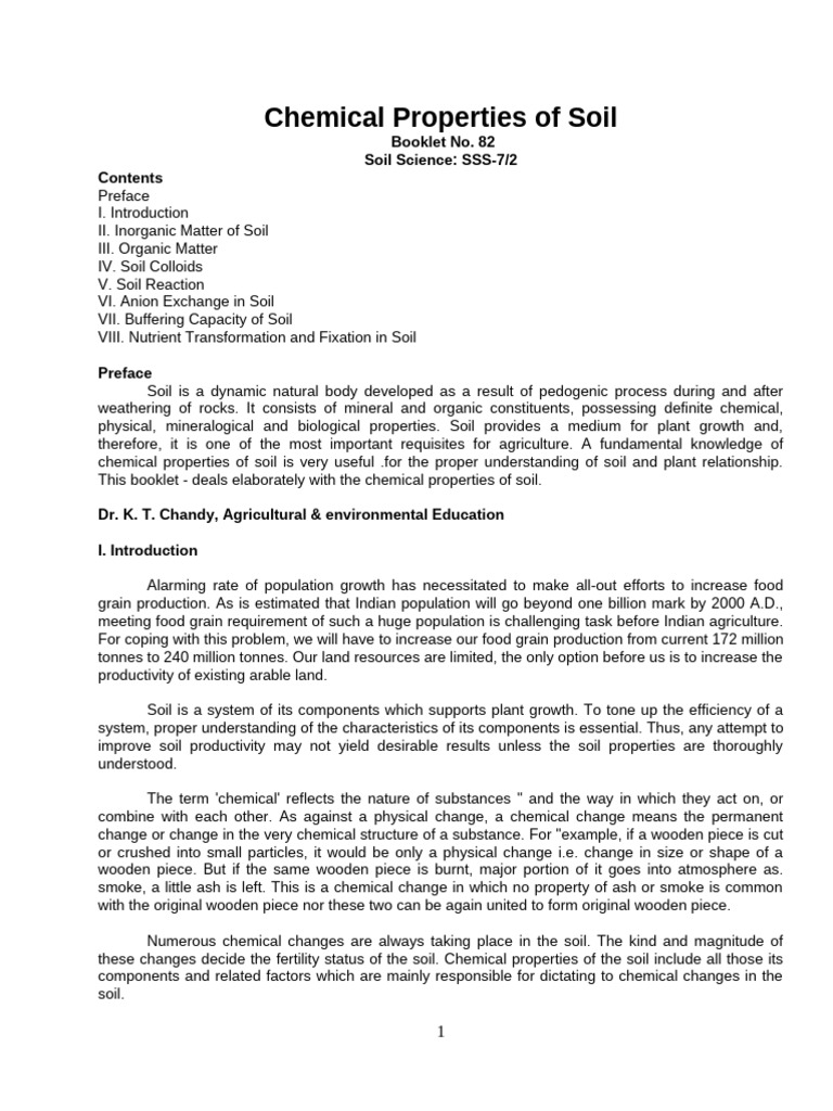 Chemical Properties of Soil-082 | PDF | Soil | Organic Matter