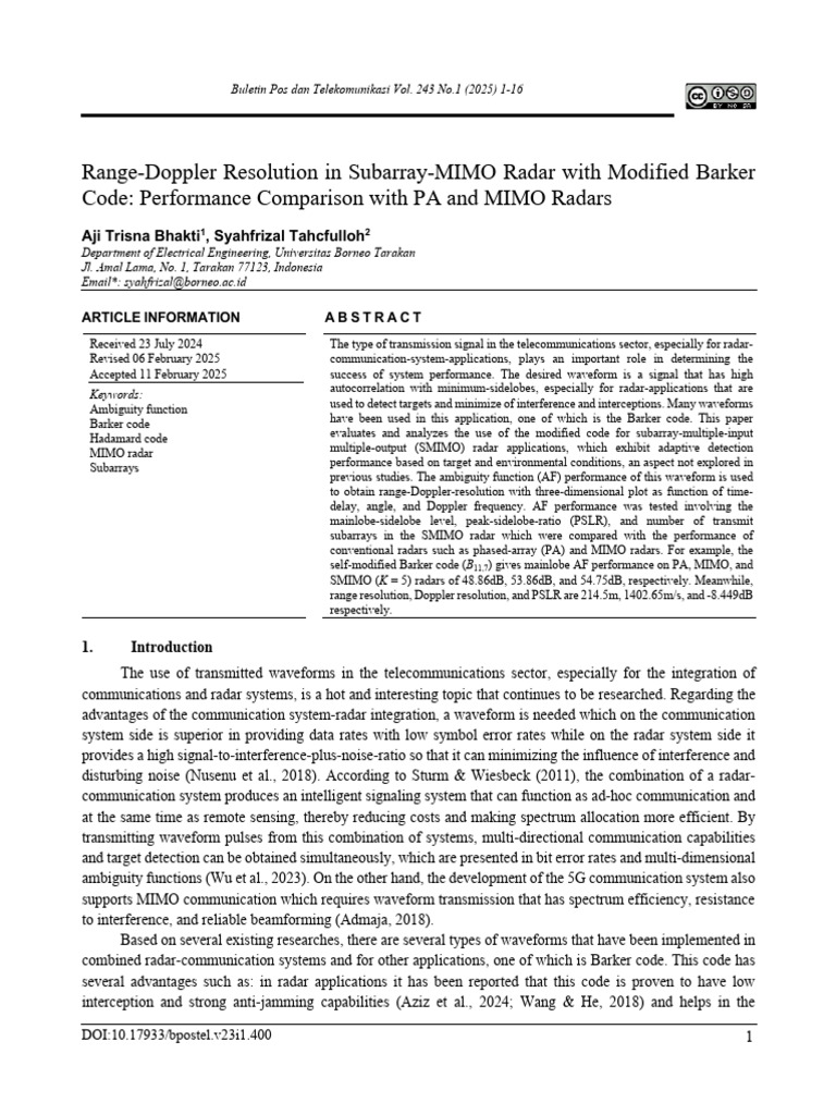 Final Range Doppler+Resolution+in+Subarray MIMO+Radar+With+Modified ...