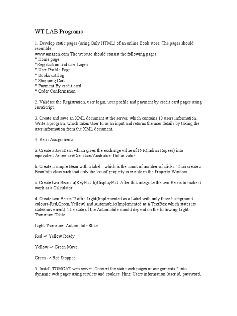 WT LAB Programs | PDF | Variable (Computer Science) | Web Page