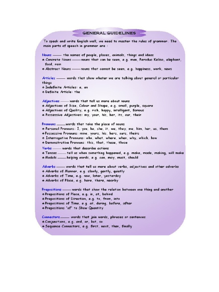 Nouns, Pronouns, Adjectives, Verbs, Adverbs (Notes) | PDF | Adverb | Noun