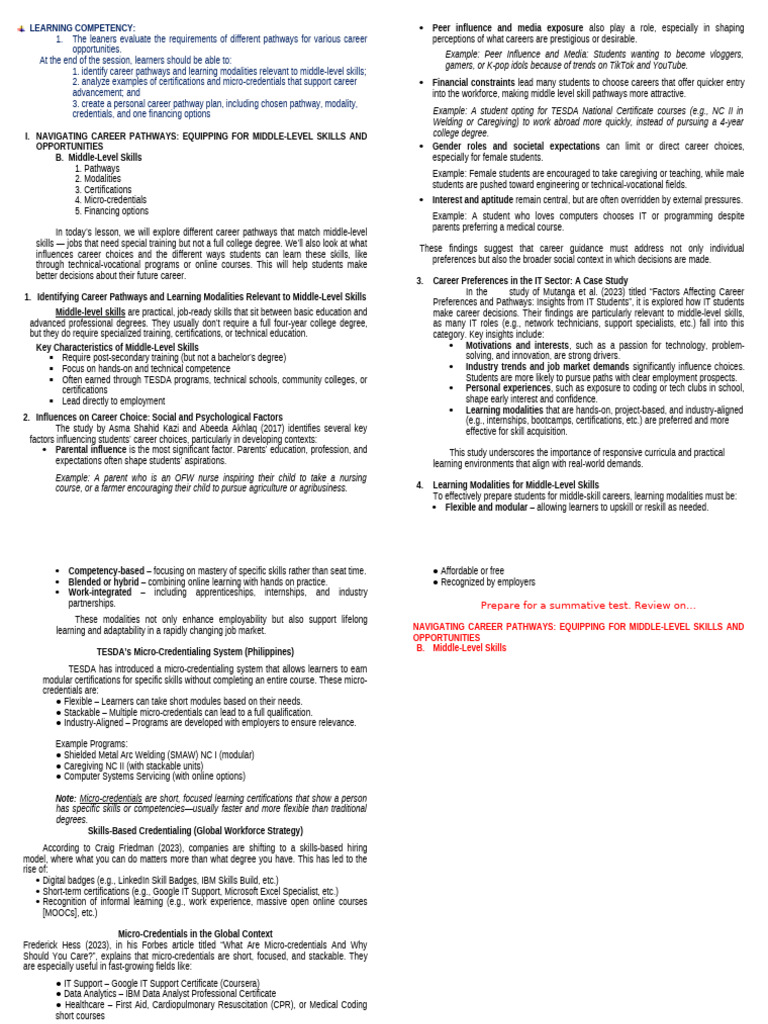 Qtr 4 Lesson2 Handout | PDF | Learning | Learning Styles