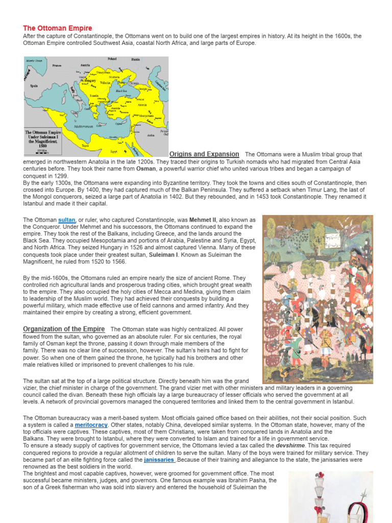 The Ottoman Empire Reading & Questions | PDF | Ottoman Empire | Sultan