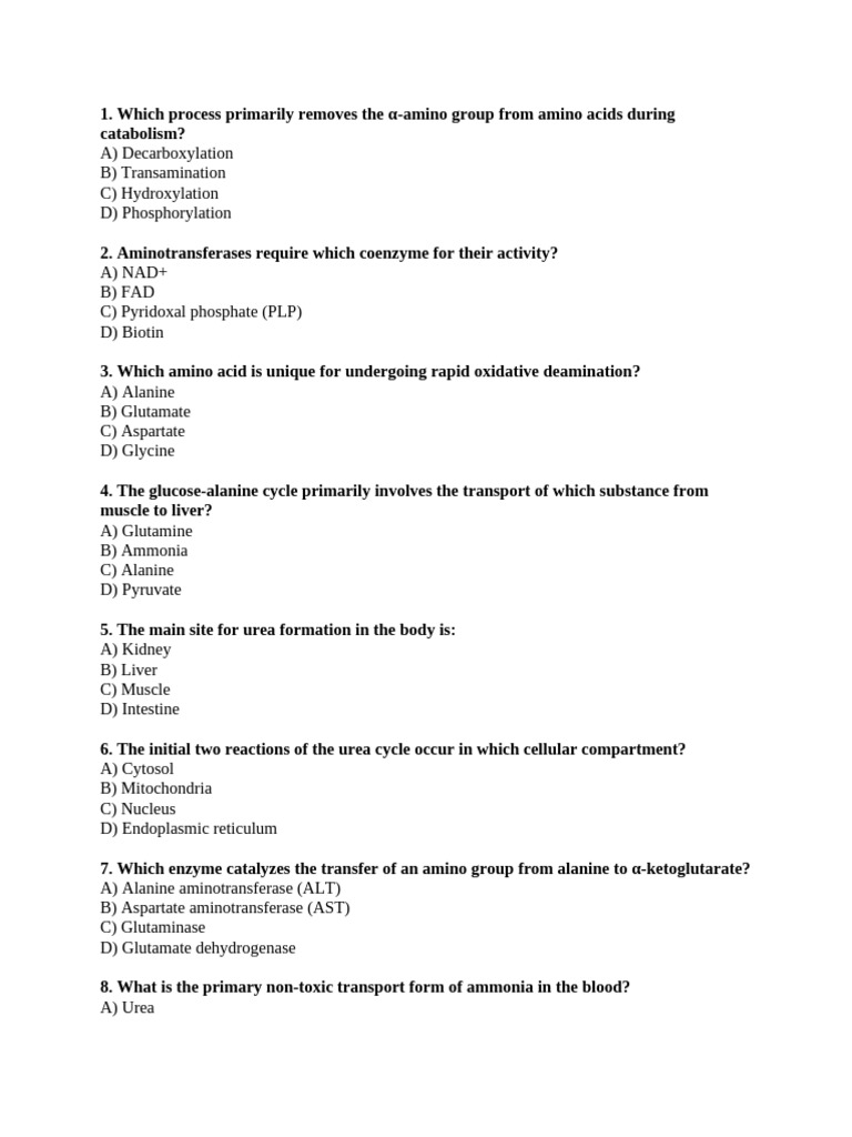 Bio Chem Unit 2 Metabolism of Protein | PDF | Alanine | Biochemistry
