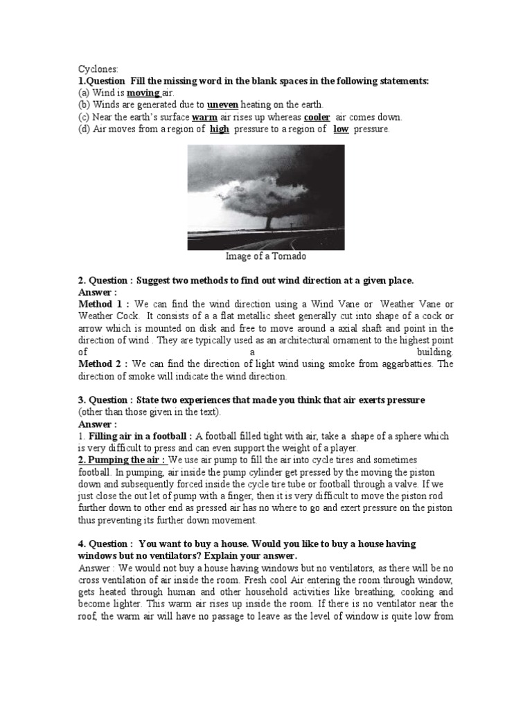 Cyclones Worksheet | Download Free PDF | Cyclone | Atmosphere Of Earth