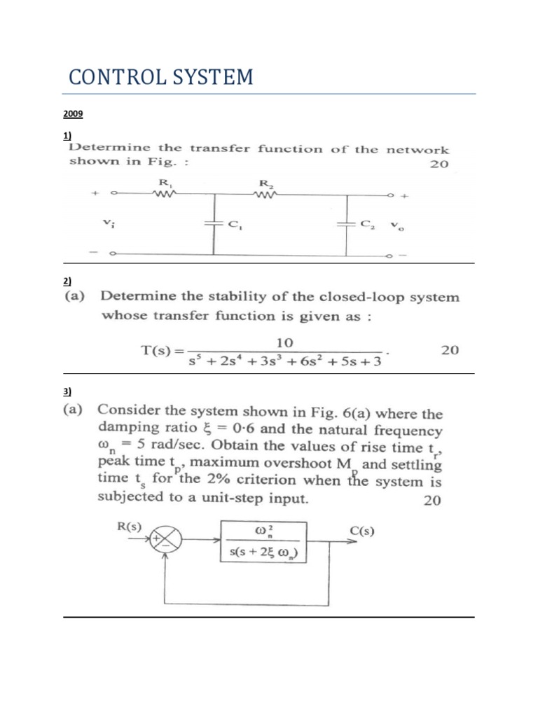 Control System Questions Ias Mains | PDF | Control Theory ...