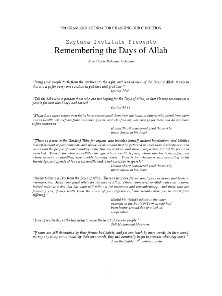 Days of Allah SWT | PDF | Jihad | Muhammad