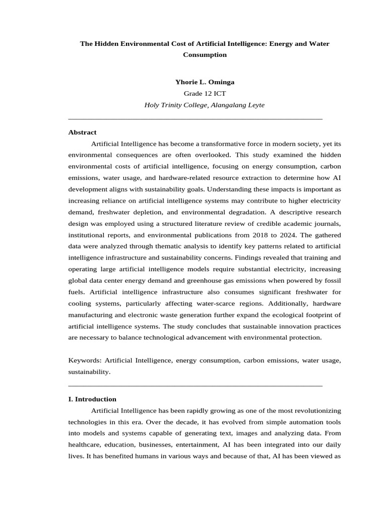 The Hidden Environmental Cost of Artificial Intelligence: Energy and ...
