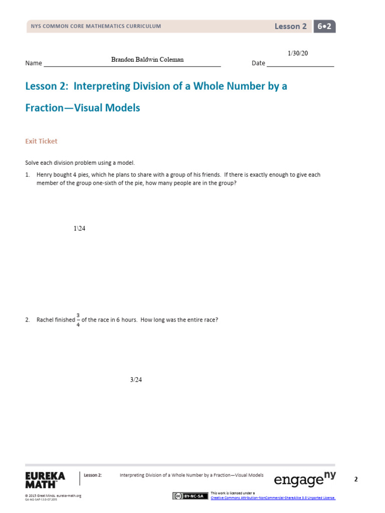 Dividing Fractions With Word Problems | PDF