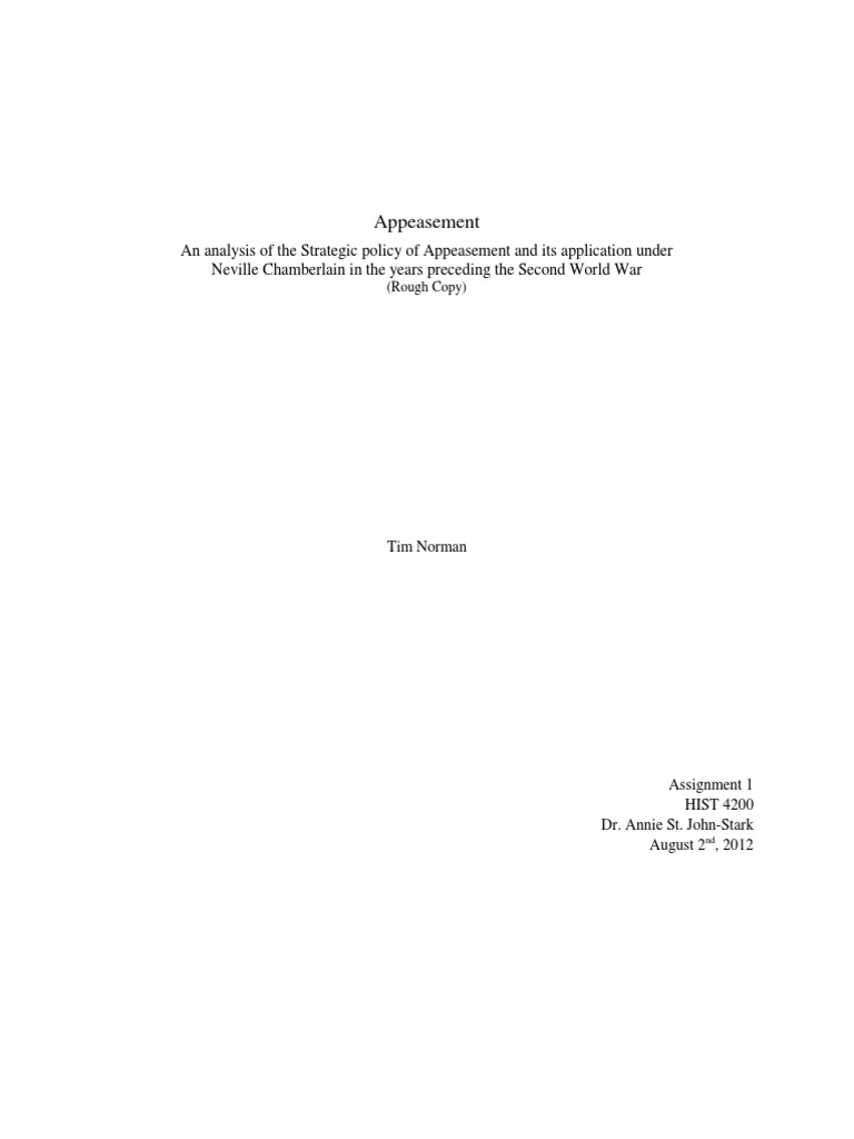 Chamberlain - Appeasement | PDF | Neville Chamberlain | Adolf Hitler