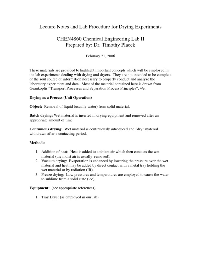 Lab Notes For Drying | PDF | Clothes Dryer | Humidity