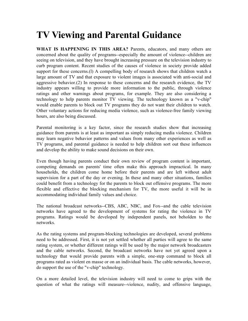 TV Guidance for Parents | PDF | Television | Violence