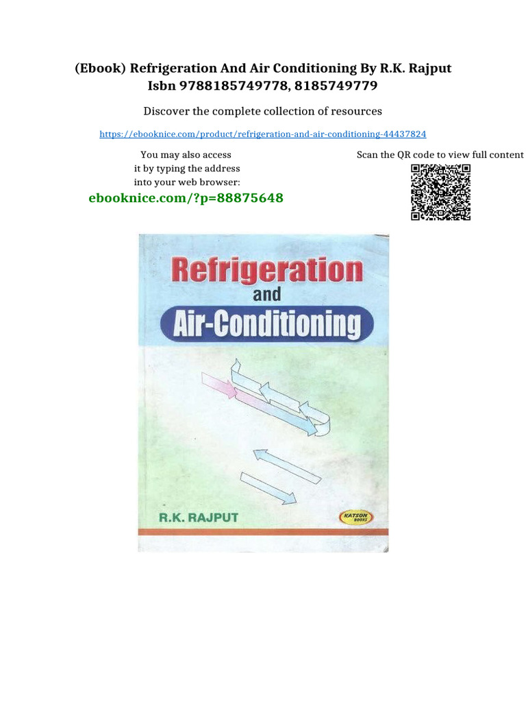 (Ebook) Refrigeration and Air Conditioning by R.K. Rajput ISBN ...
