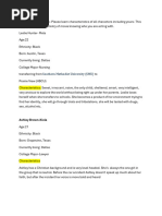 Character Breakdown for "Sweat" Play | PDF