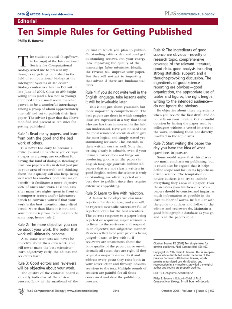 Ten Simple Rules Collection | PDF | Open Access | Mentorship