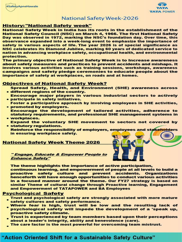 Day 1 National Safety Week 2026 | PDF | Occupational Safety And Health ...