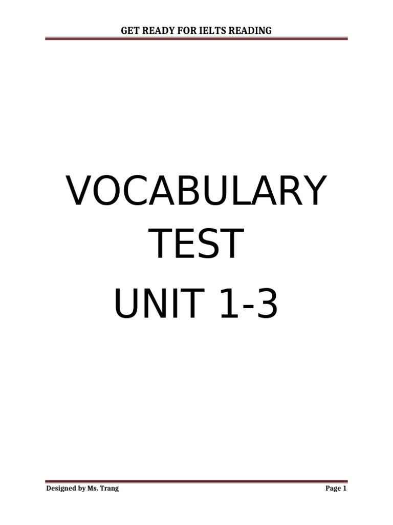 Vocabulary Test Unit 1-3 Sts | PDF | Medical Specialties | Medicine
